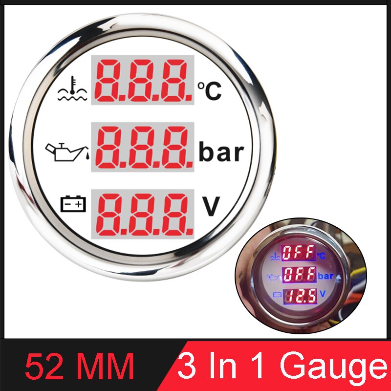 Digital Oil Pressure Gauge CAR GAUGE FUEL Oil Pressure Volt Water ...