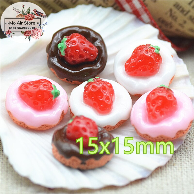 10pcs Strawberry fruit cake Resin Flat back Caboch... – Vicedeal