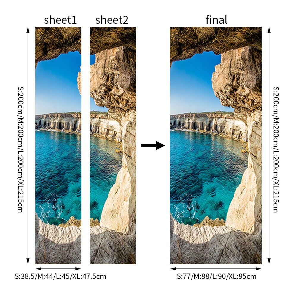 Seaside Scenery Door Stickers Cave Sea View Sticke... – Vicedeal