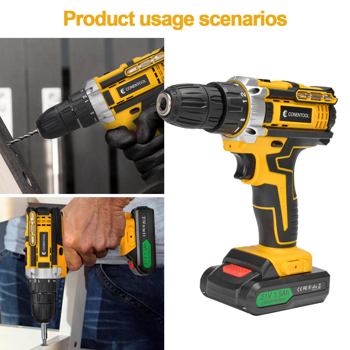 CONENTOOL 21V Electric Screwdriver Torque Cordless... – Grandado