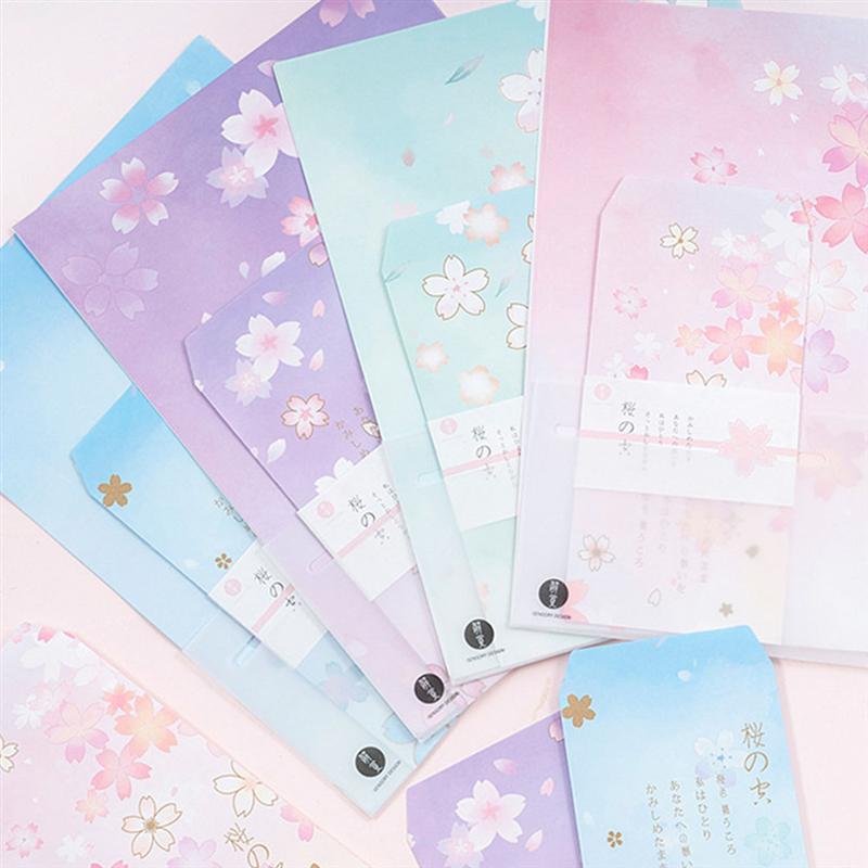 5 Set/40pcs Letter Paper Sakura Blossoms Pattern W... – Grandado