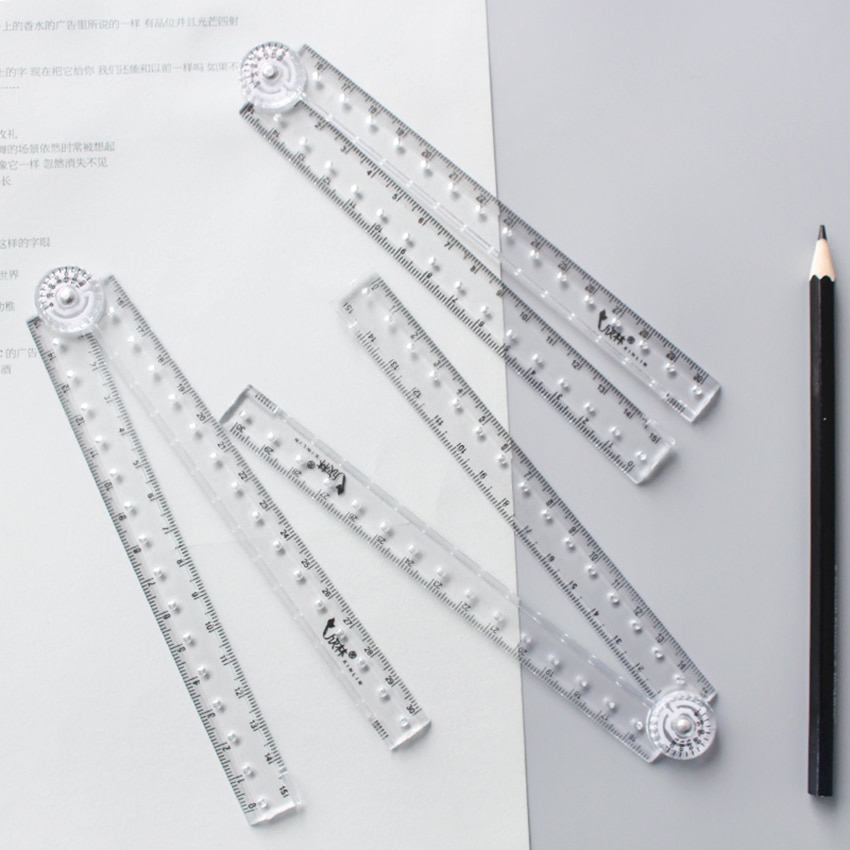 15-30cm Acrylic Transparent Folding Ruler Students... – Grandado