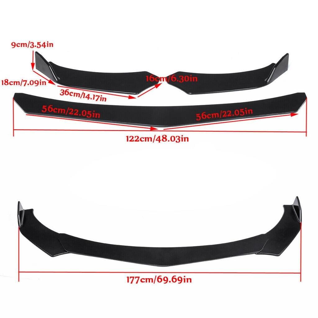 3 Pack Lower Front Bumper Lip Body Kit Spoiler For... – Grandado