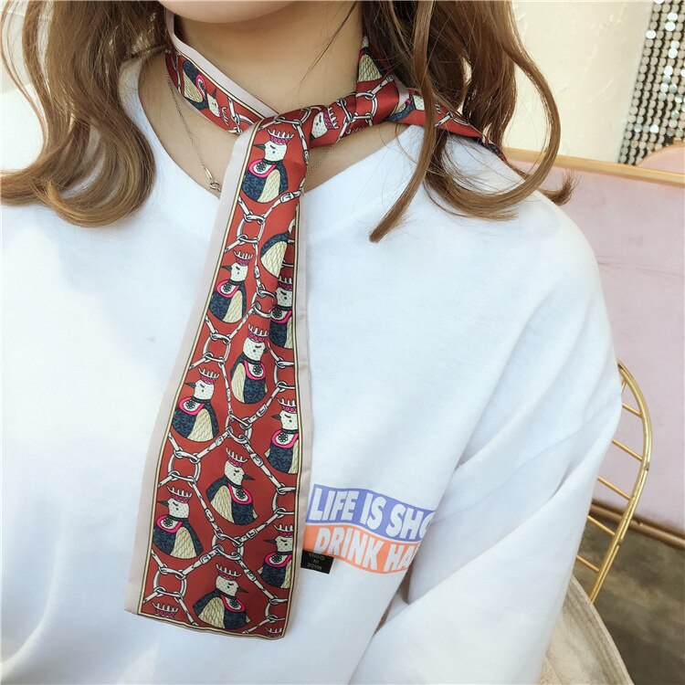 Small silk like scarf lady spring and autumn corne... – Grandado