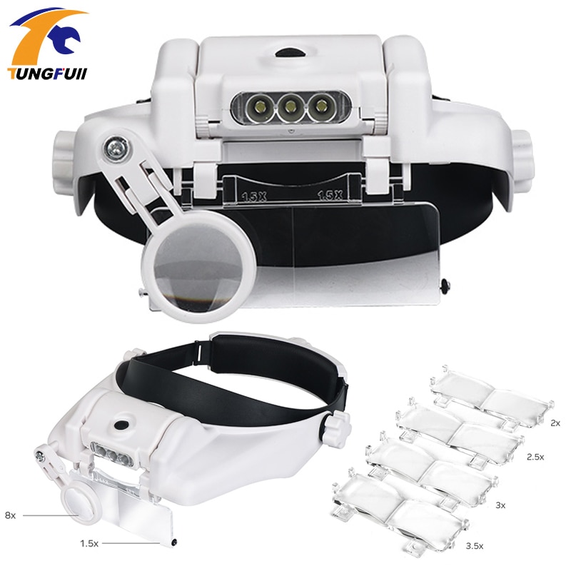 LED Light Headband Magnifier Glass Magnifying Glas... – Grandado