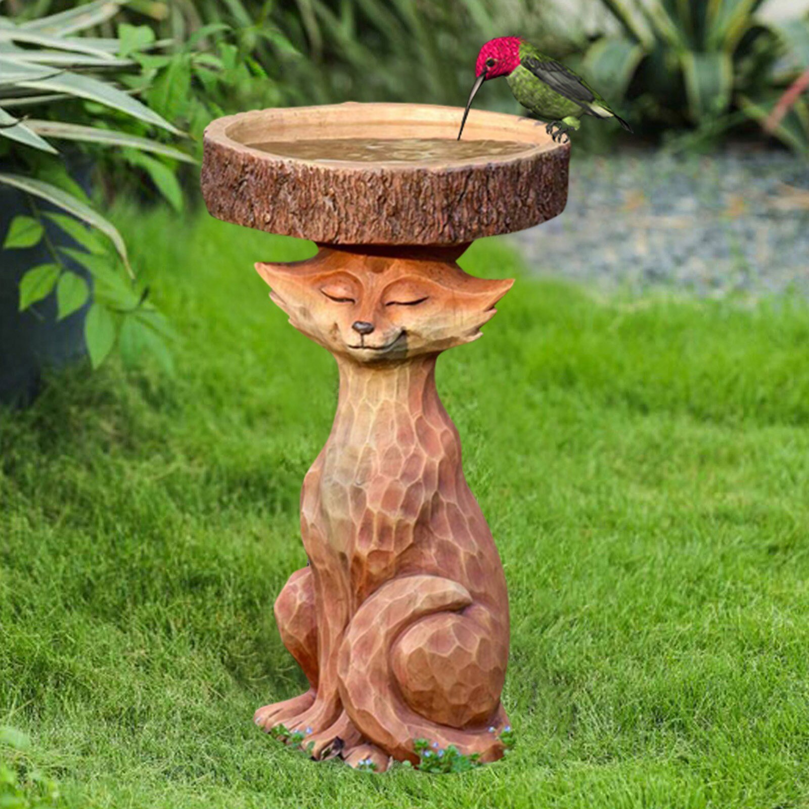 Fox Resin Birdbath Polyresin Antique Garden Bird B... – Grandado