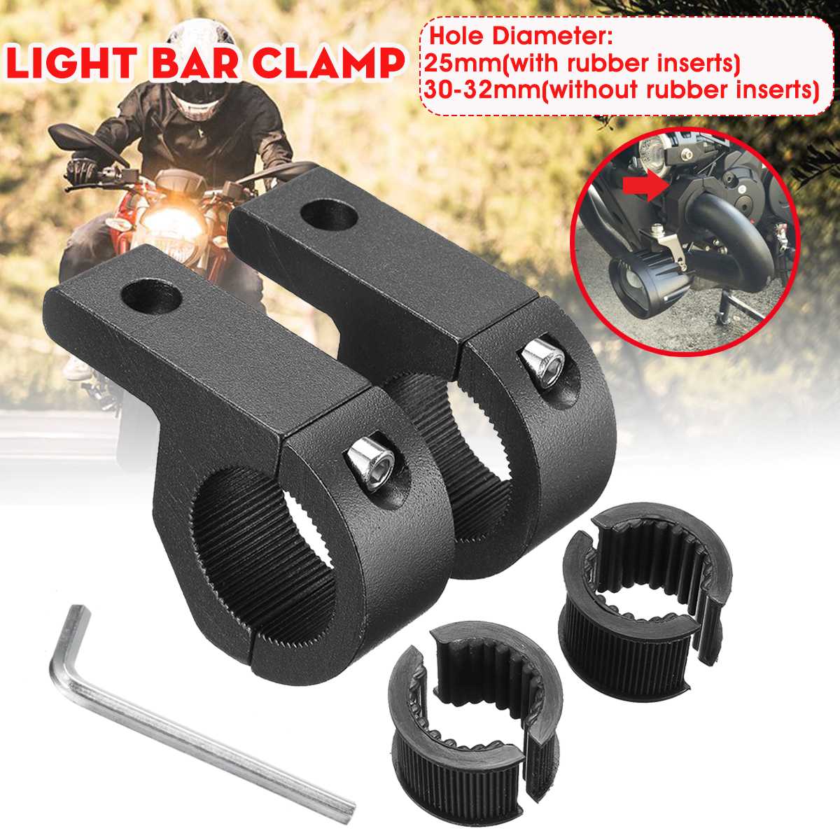 Pair 25-32mm LED Light Bar Mount Brackets Fog Lamp... – Grandado