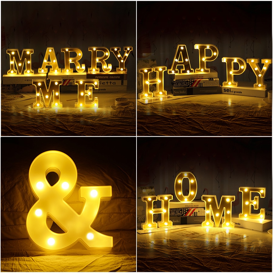 DIY 3D Letter Light LED Night Lights 26 English Ma... – Vicedeal