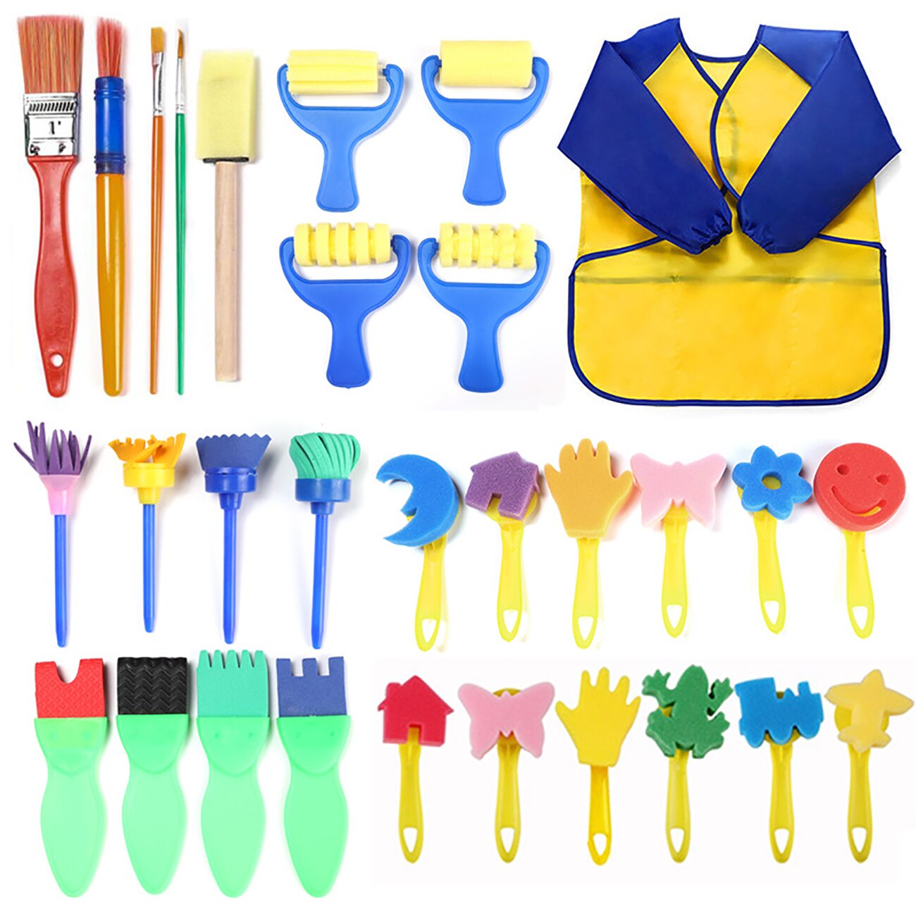 DIY Children Painting Foam Sponge Brushes Kit With... – Grandado