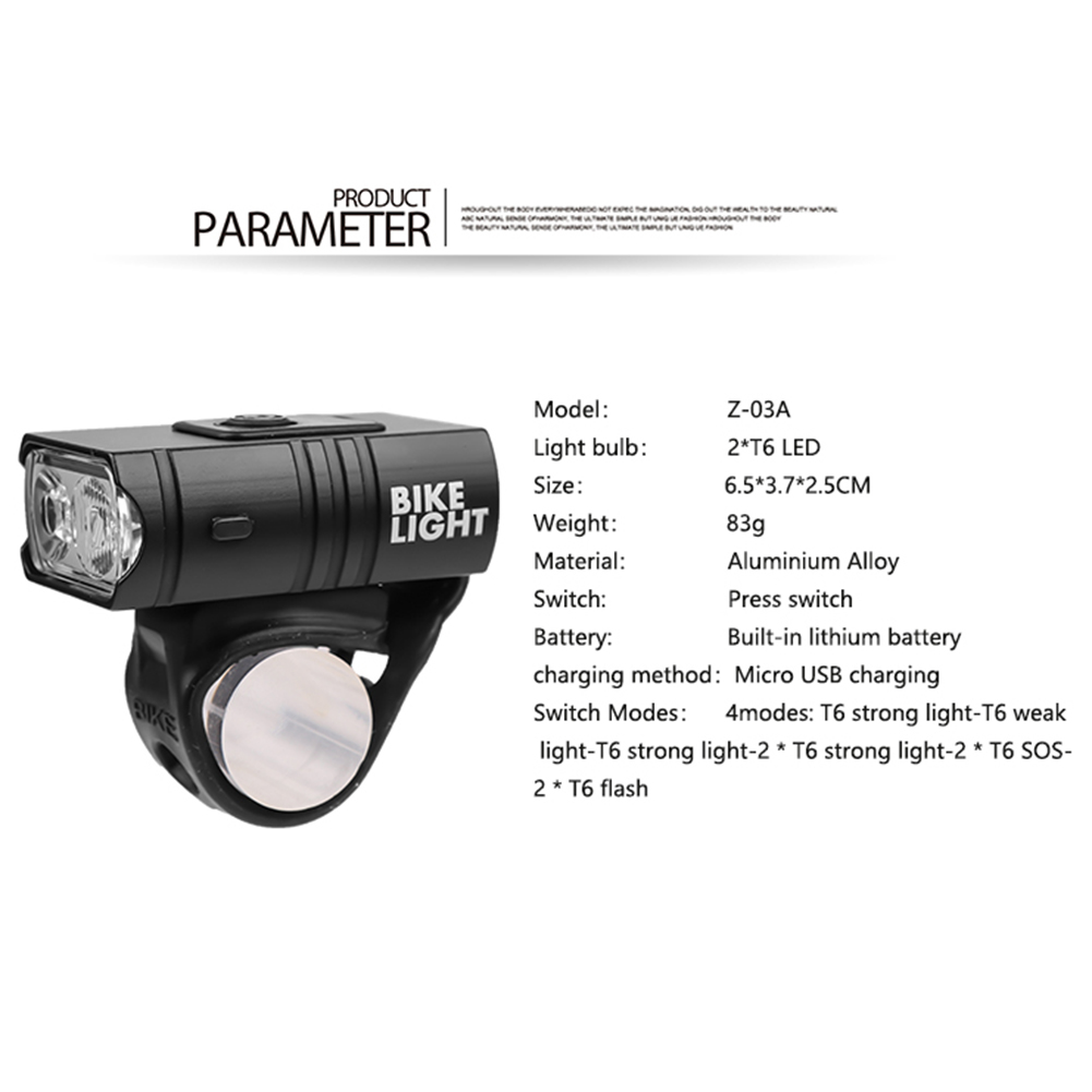 T6 Led Fiets Licht En Achterlicht 10W 800LM 6 Mode... – Grandado