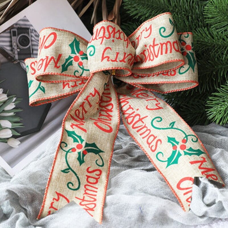 10 Rolls Rustic Burlap Christmas Ribbon with Carto... – Vicedeal