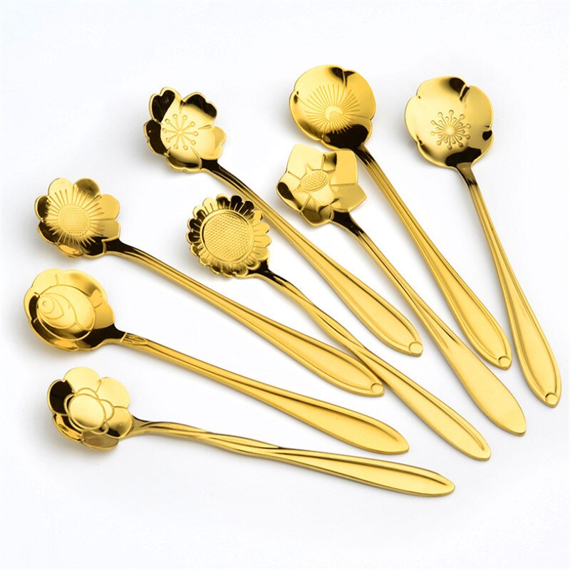8Pcs/Set Nordic Flower Shape Tea Coffee Spoon Stai... – Vicedeal