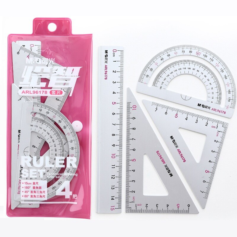 Aluminium Alloy Ruler Set 4pcs ARL96178 Maths Draw... – Vicedeal