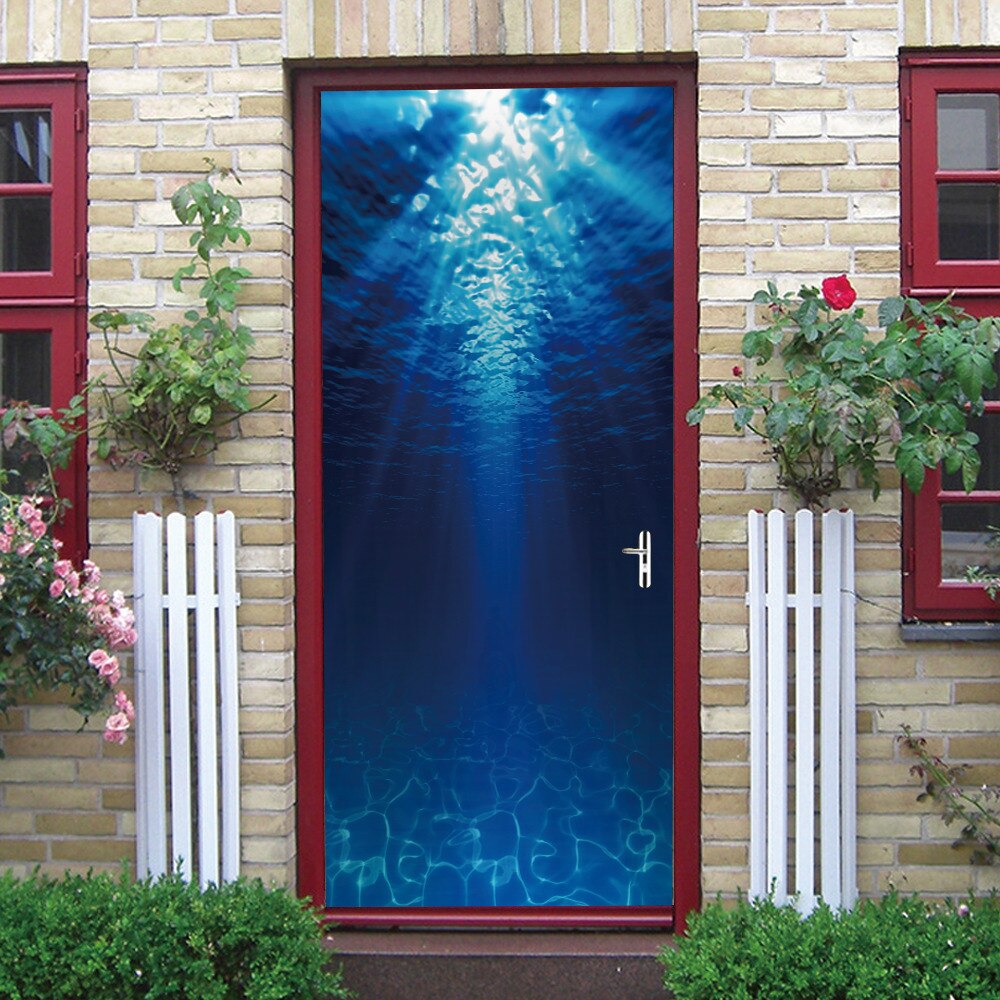 Blue Calm Feeling Door Sticker Home Decoration Wat... – Vicedeal