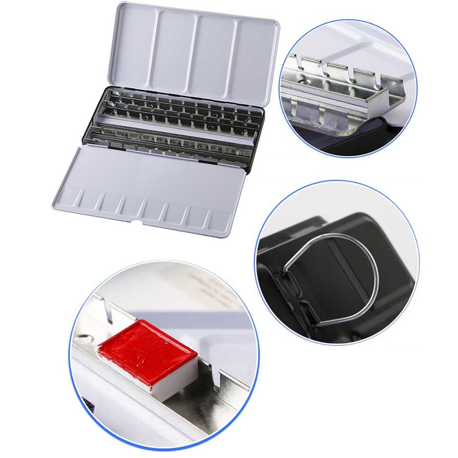 48 Gird Empty Watercolor Tins Pans Palette Paint C... – Vicedeal