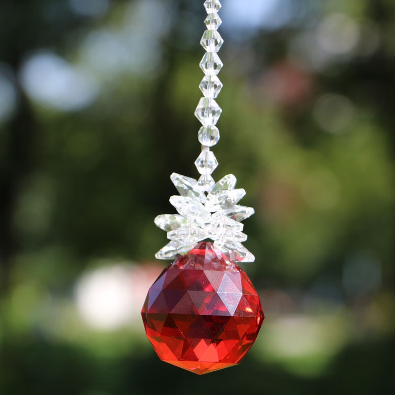 1PCS Red Crystal Ball Rainbow Suncatcher Feng Shui... – Grandado