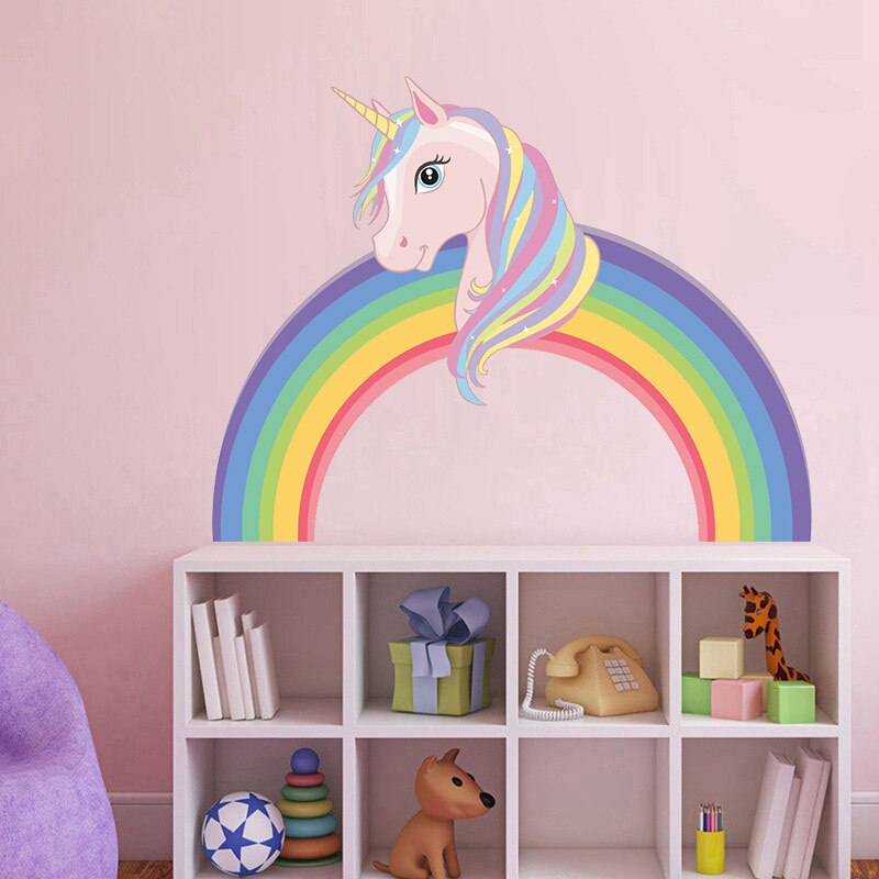 Cute Unicorn Rainbow Wall Sticker for Kid's Room W... – Grandado