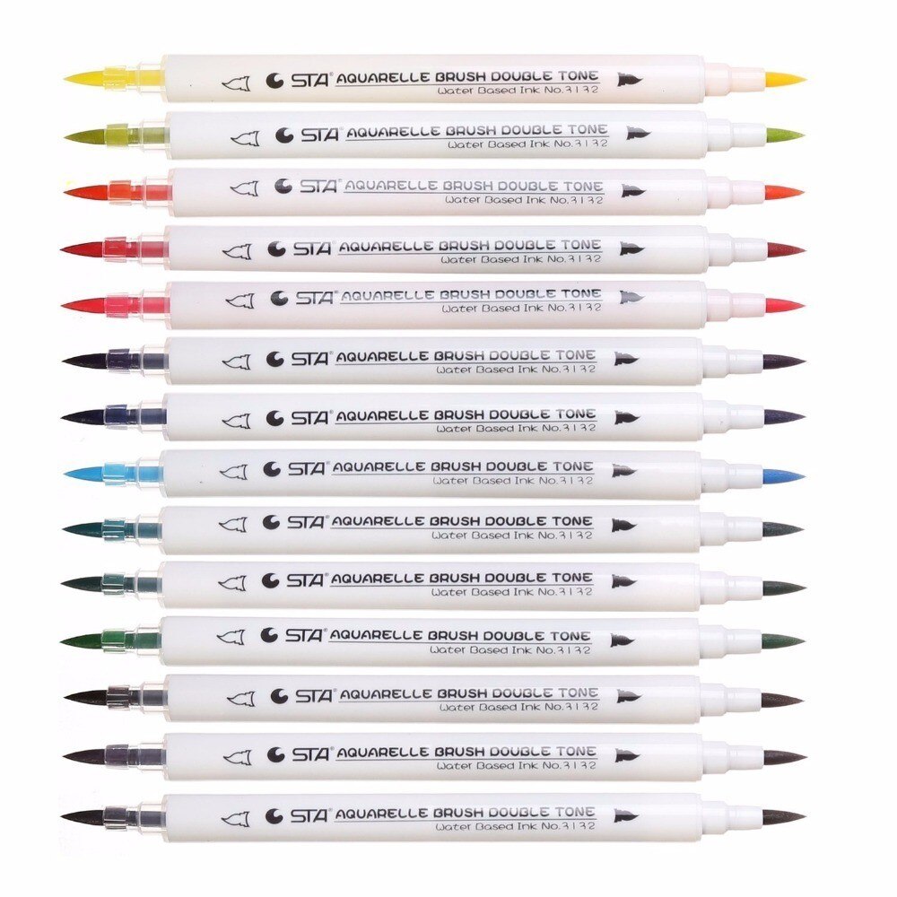 STA 14pcs 28 colors Gradient Colors Dual Tip Brush... – Grandado