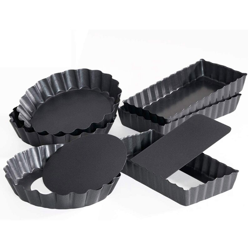6 Pack Tart Quiche Pan Set Nonstick Removable Loos... – Vicedeal