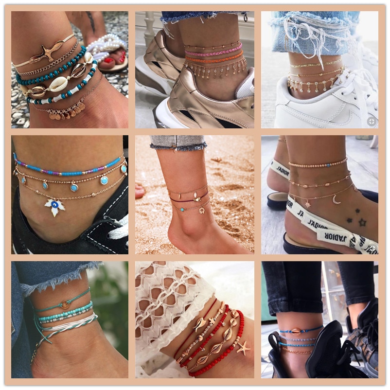 GUVIVI Gold Color Chain Bracelet on Leg Beach Ankl... – Grandado