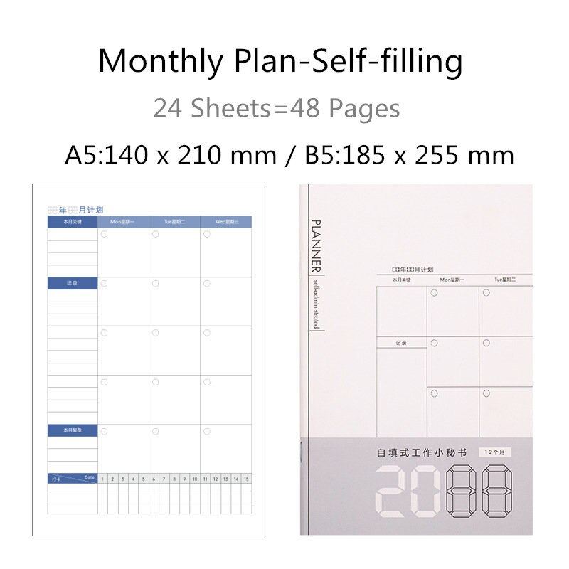 Agendas B5 A5 18 Monthly Planner Organizer Noteboo... – Grandado