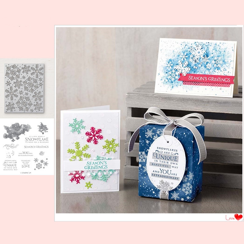 Conjunto de sellos navideños con de copos de nieve... – Grandado