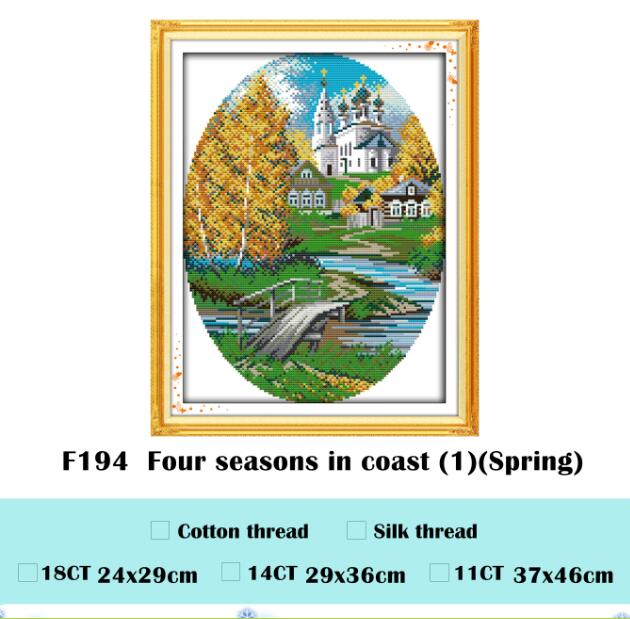 Four seasons in coast cross stitch kit aida 14ct 1... – Vicedeal
