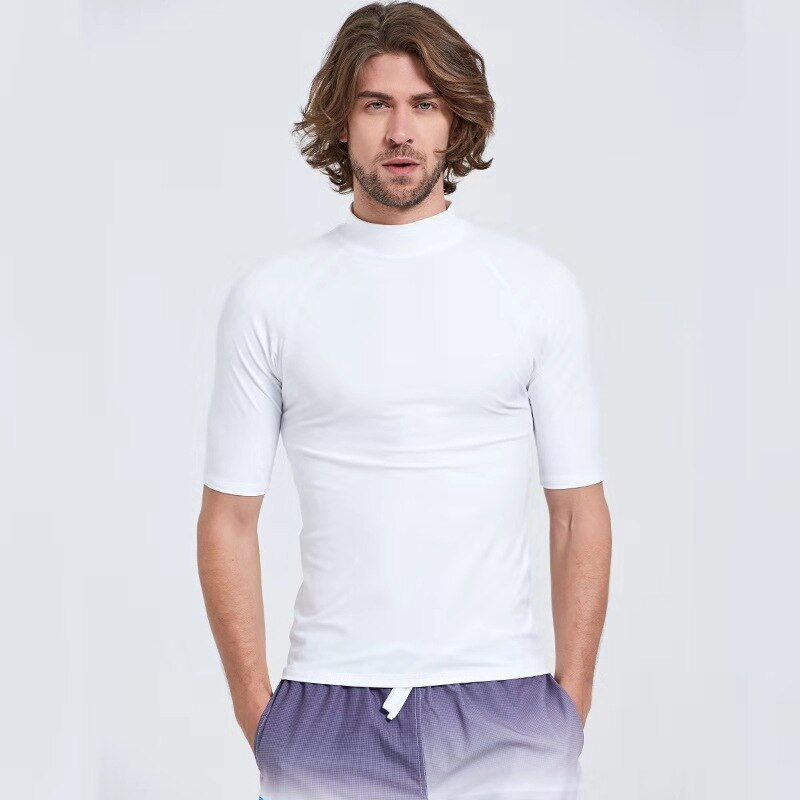 Men's Long Sleeve Rash Guard Swim Shirt White Rash... – Grandado