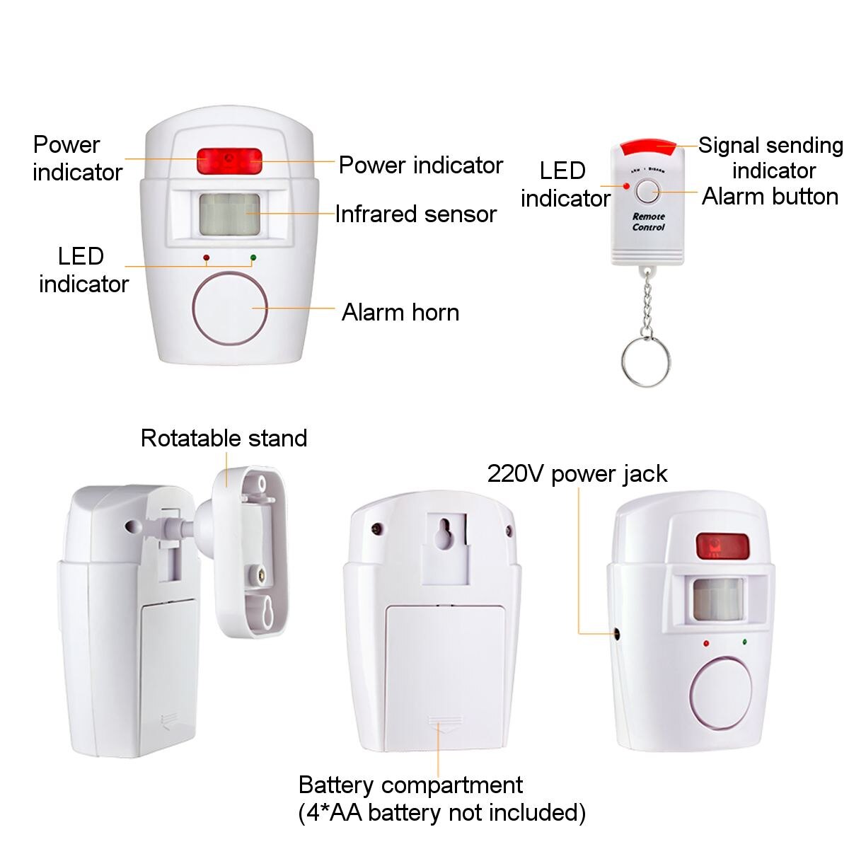 105dB Alarm Monitor Home System Ir Infrarot Motion... – Vicedeal