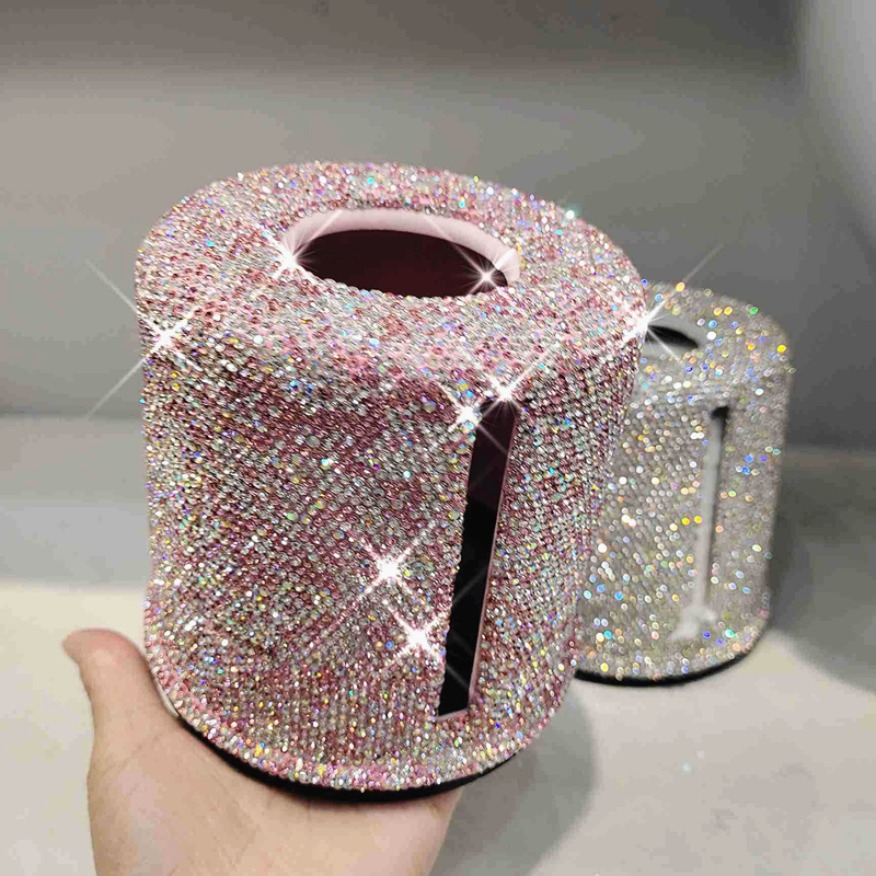 Rhinestone Cylinder Tissue Box Circular Pumping Ca... – Vicedeal