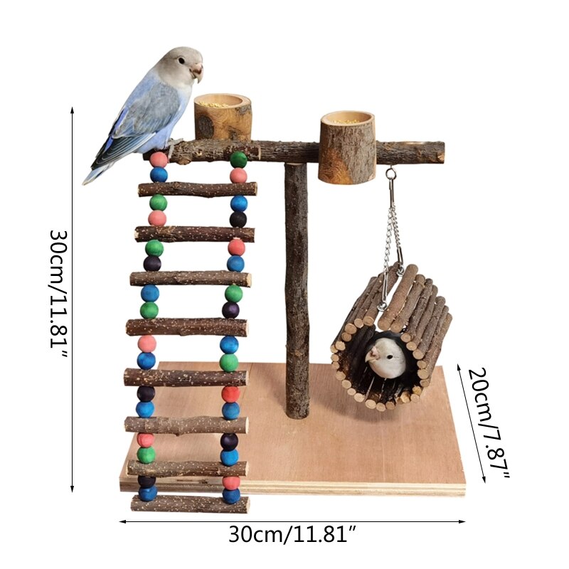 Bird Toy Activity Parrot Play Stand With Feeder Cu... – Grandado