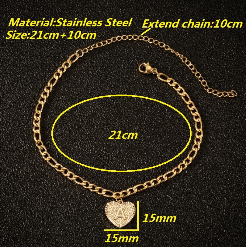 Gold Color Heart Alphabet Leg Bracelets For Women ... – Grandado