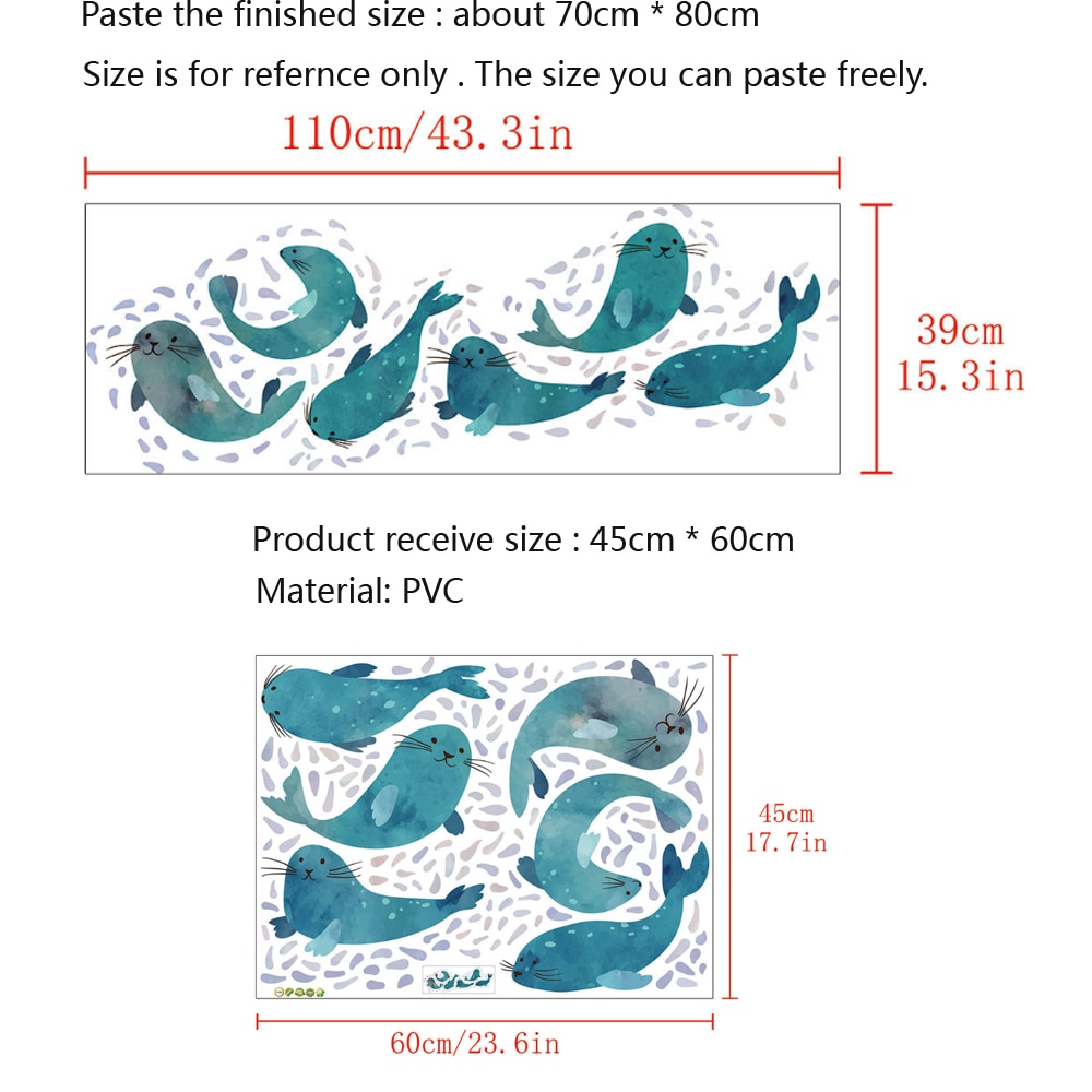 Cute Sea Lion Combination Wall sticker Living Room... – Vicedeal