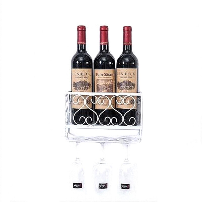 Wall Mounted Iron Wine Rack Bottle Champagne Glass... – Vicedeal