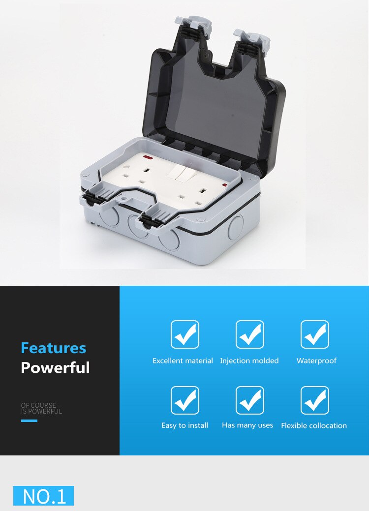 UK Waterproof IP66 Outdoor 13A 2Gang Storm Double ... – Grandado