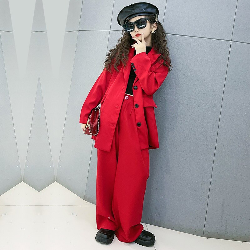 Girls Red Blazer Suits Clothing Sets Spring Autumn... – Vicedeal