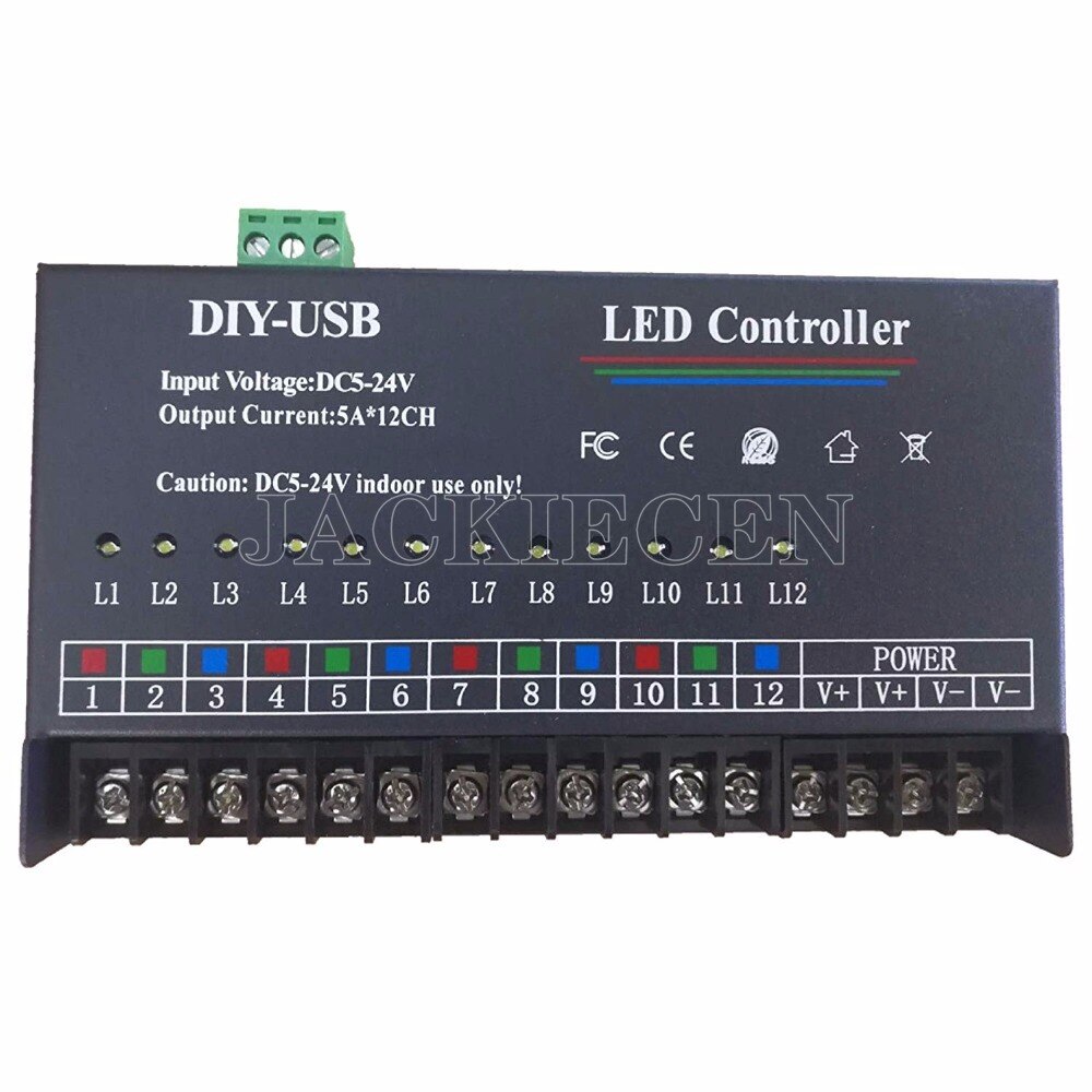 12 Channel DMX Decoder DMX512 Controller USB Dimme... – Grandado