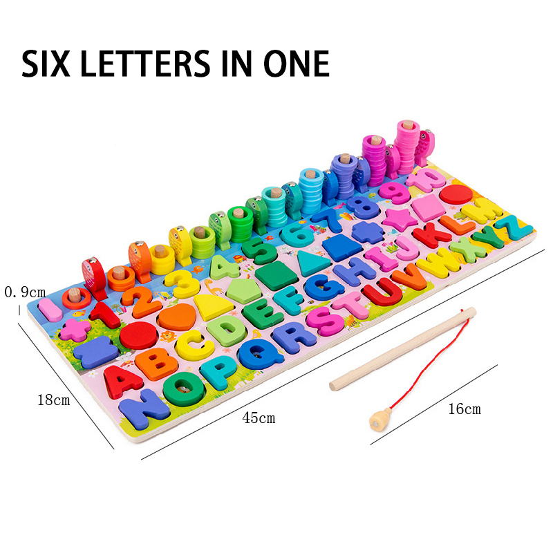 Wooden Puzzles Shape Sorter Board Counting Stackin... – Vicedeal