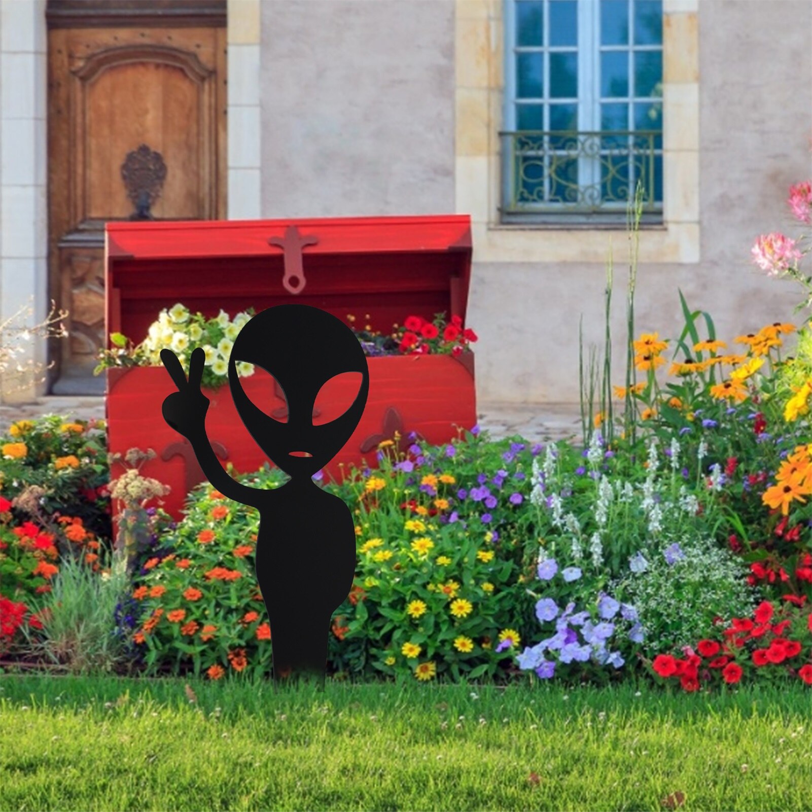 Funny Acrylic Black ET Alien Garden Outdoor Decora... – Grandado