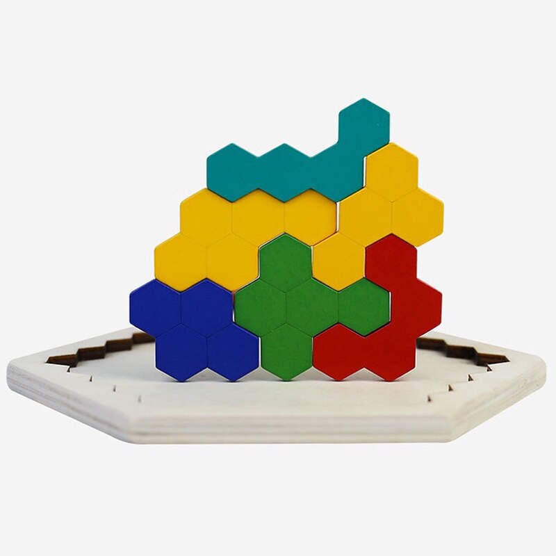 Wood Hexagon Puzzle Colorful Honeycomb Tangram Gam... – Grandado