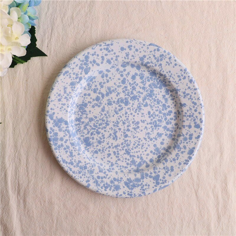 Enamel Plate Splatter Baby Blue Dot Breakfast Plat... – Vicedeal