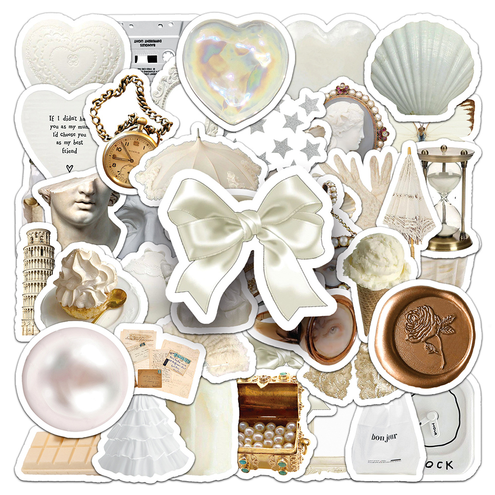 10/30/50pcs Ins Style Cute White Stickers Cartoon ... – Grandado