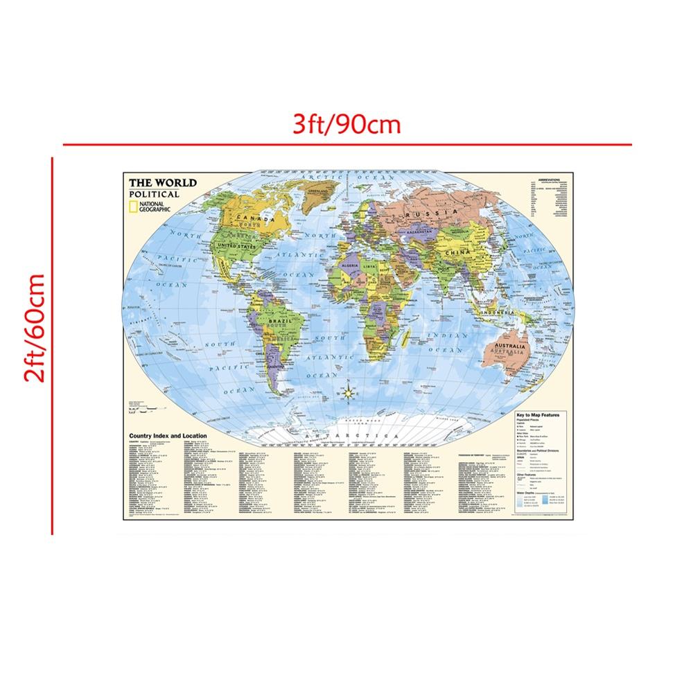 24x36 inches The World Political Map With Country ... – Grandado