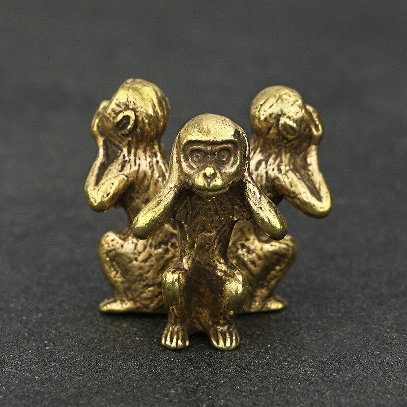 Mini Vintage Brass Cute 3-Monkeys "Do Not Talk" St... – Grandado