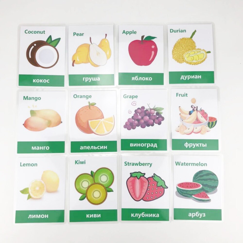 66Pcs Kids Russian& English Animals/Fruit/vegetabl... – Grandado