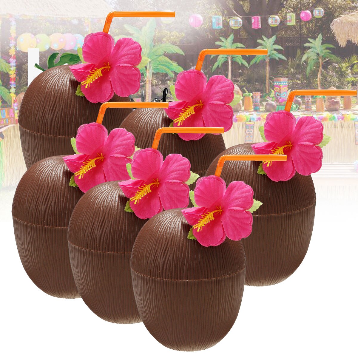 Hawaiian Beach Drink Cup with Straw Decoration Dri... – Grandado
