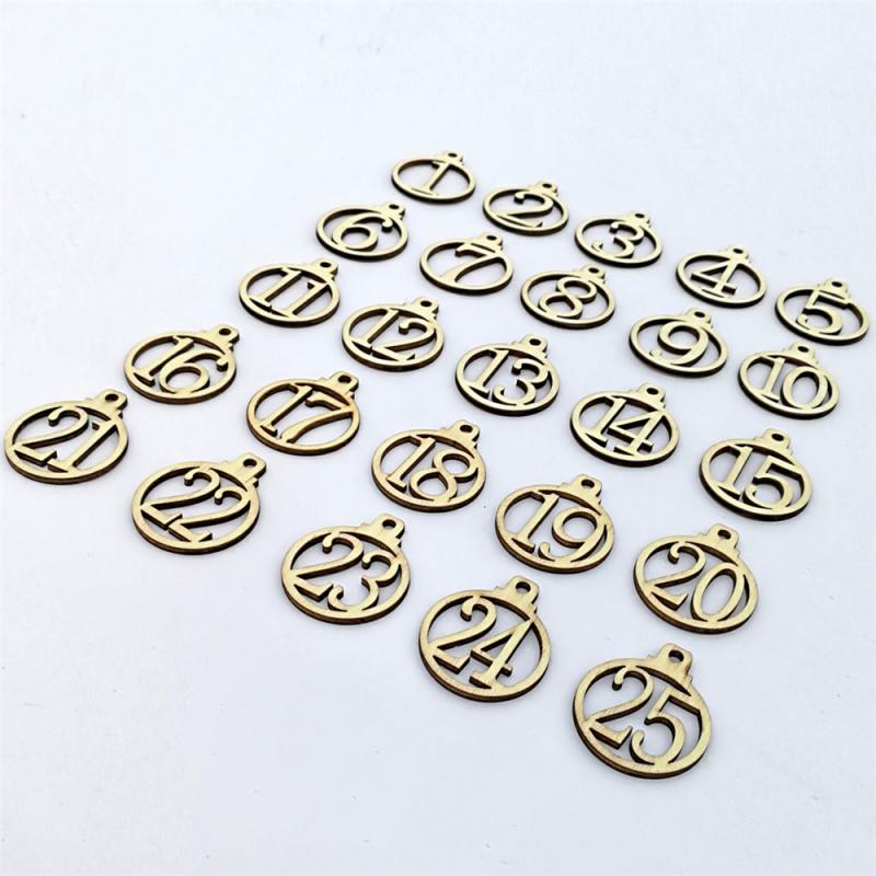 25pcs 1-25 Number Wooden Tags Numbers Christmas Ad... – Vicedeal