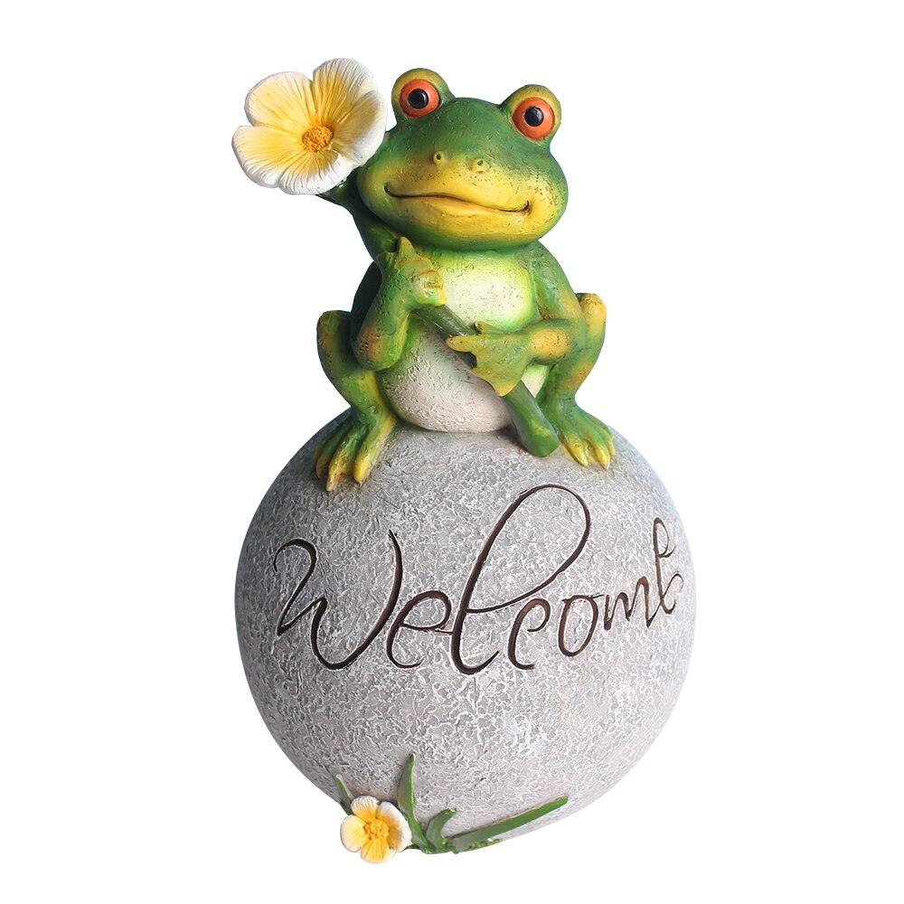 9.5 inch Cute Frog standing on the stone For Garde... – Grandado