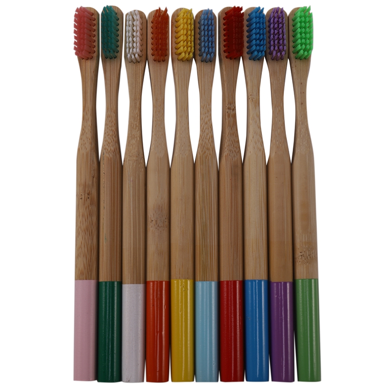 10-Pack Bamboo Toothbrush Medium Bristles Biodegra... – Grandado