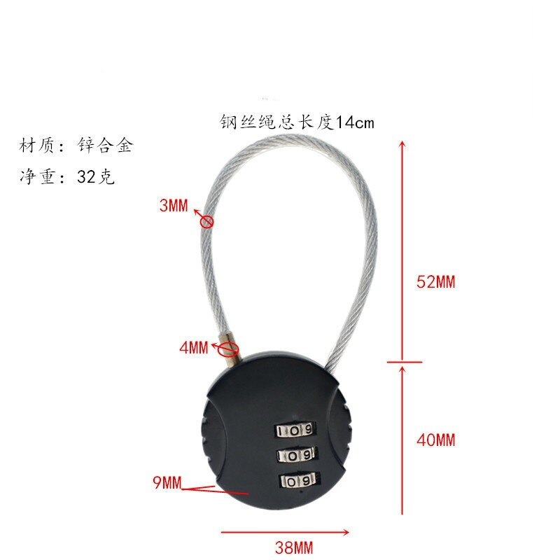 3 Dial Digit Padlock Luggage Travel Lock Portable ... – Grandado